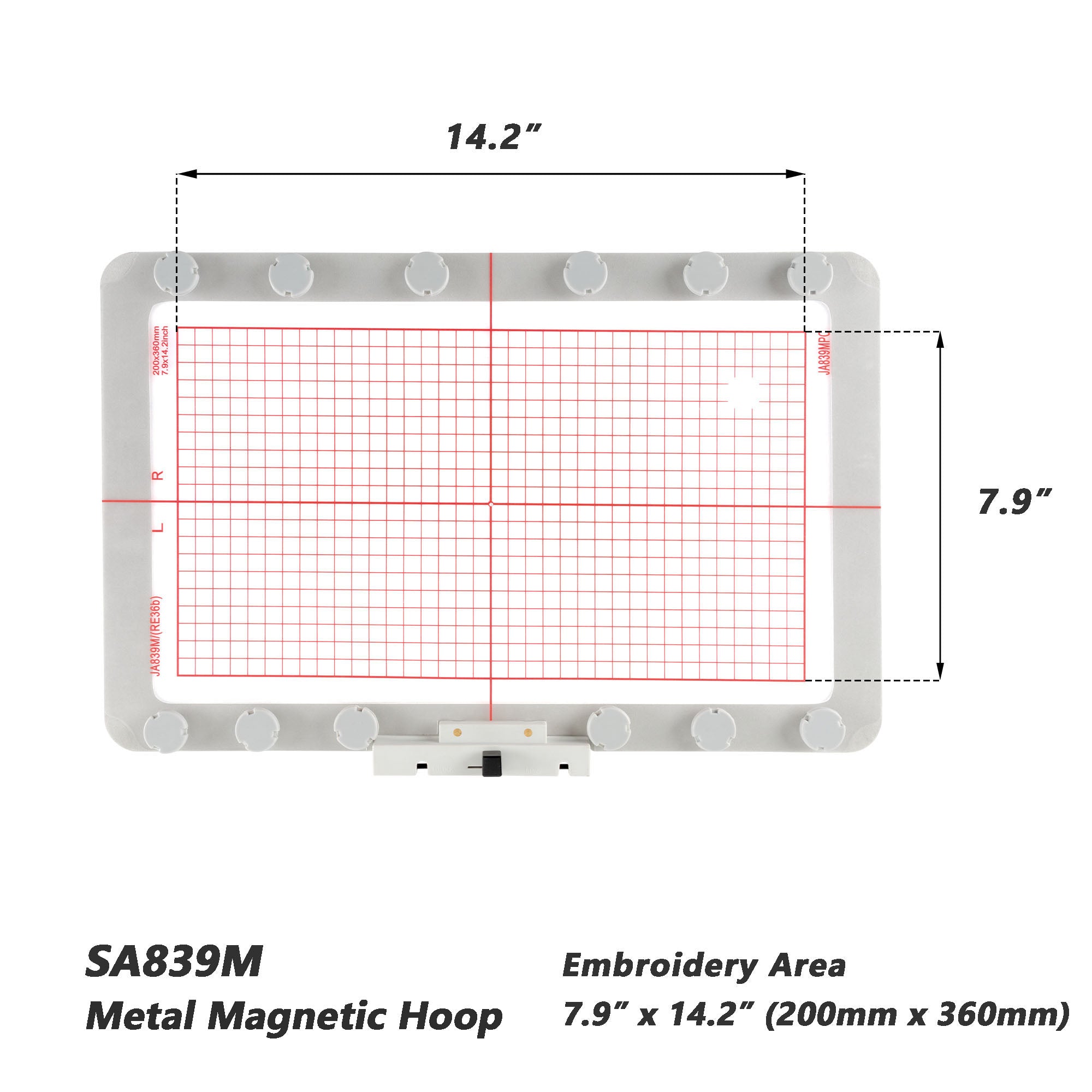 Magnetischer Rahmen (200 x 360 mm) für die Stickmaschine Janome MC 500 ...