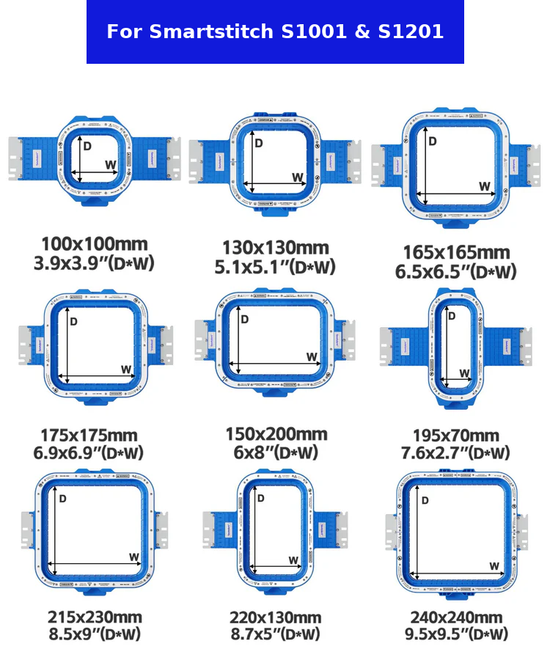 Sewtalent Magnetic Embroidery Hoops for Smartstitch S1001 S1201 – 7.6 ...